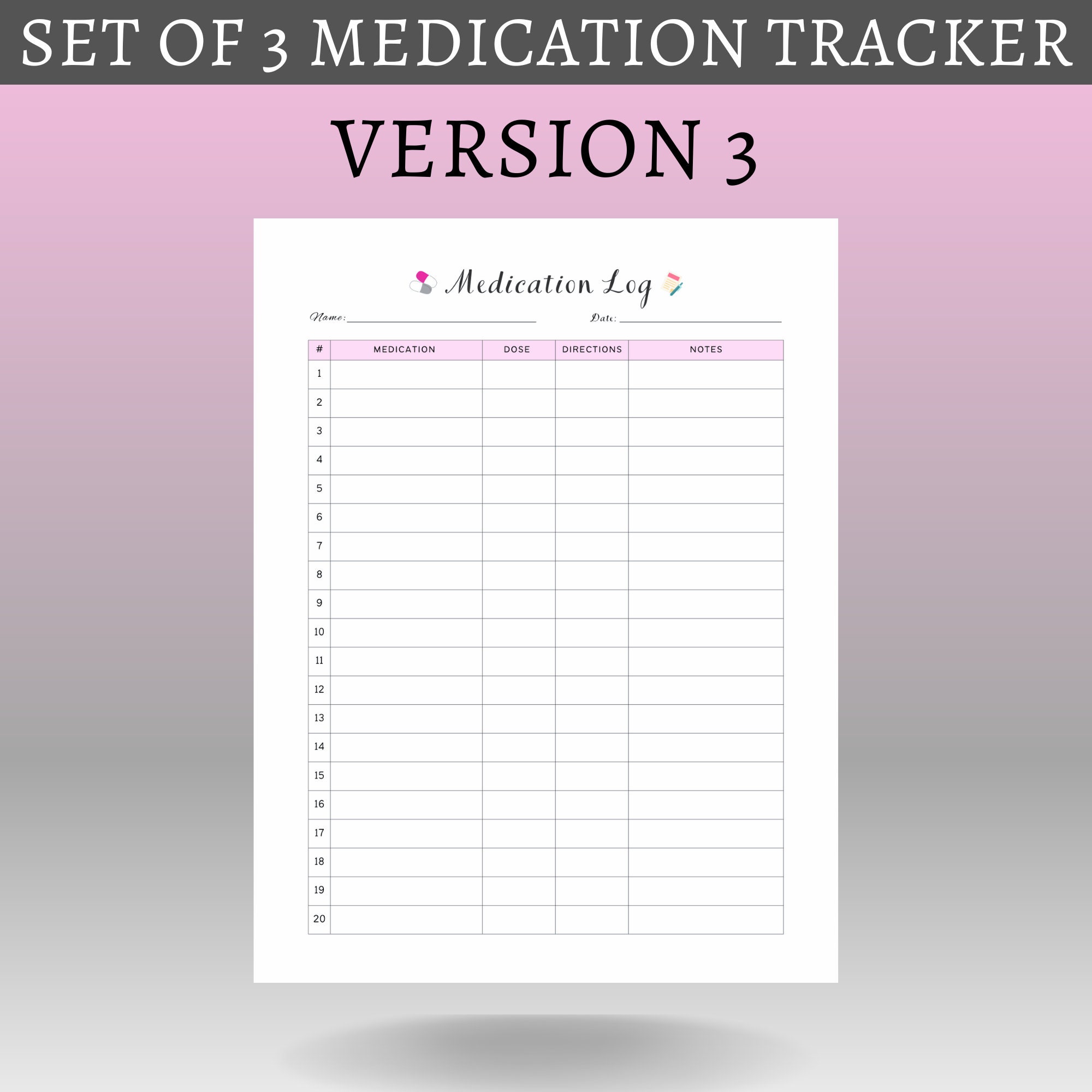 Medication Tracker Printable Bundle Caregiver Medication - Etsy