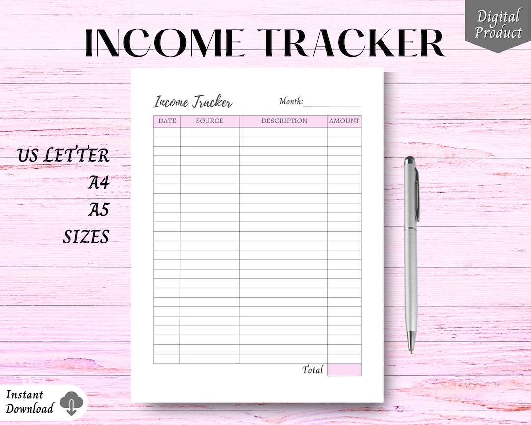Income Statement Printable Log for Personal Monthly Income, Income ...