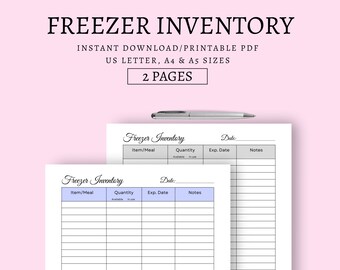 Food Inventory List Freezer Inventory Template Freezer - Etsy