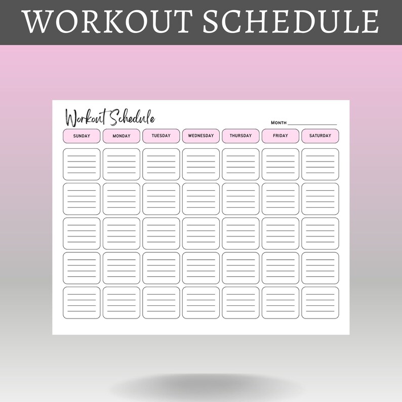 Printable Workout Schedule Monthly Routine Planner, 30 Day Exercise ...
