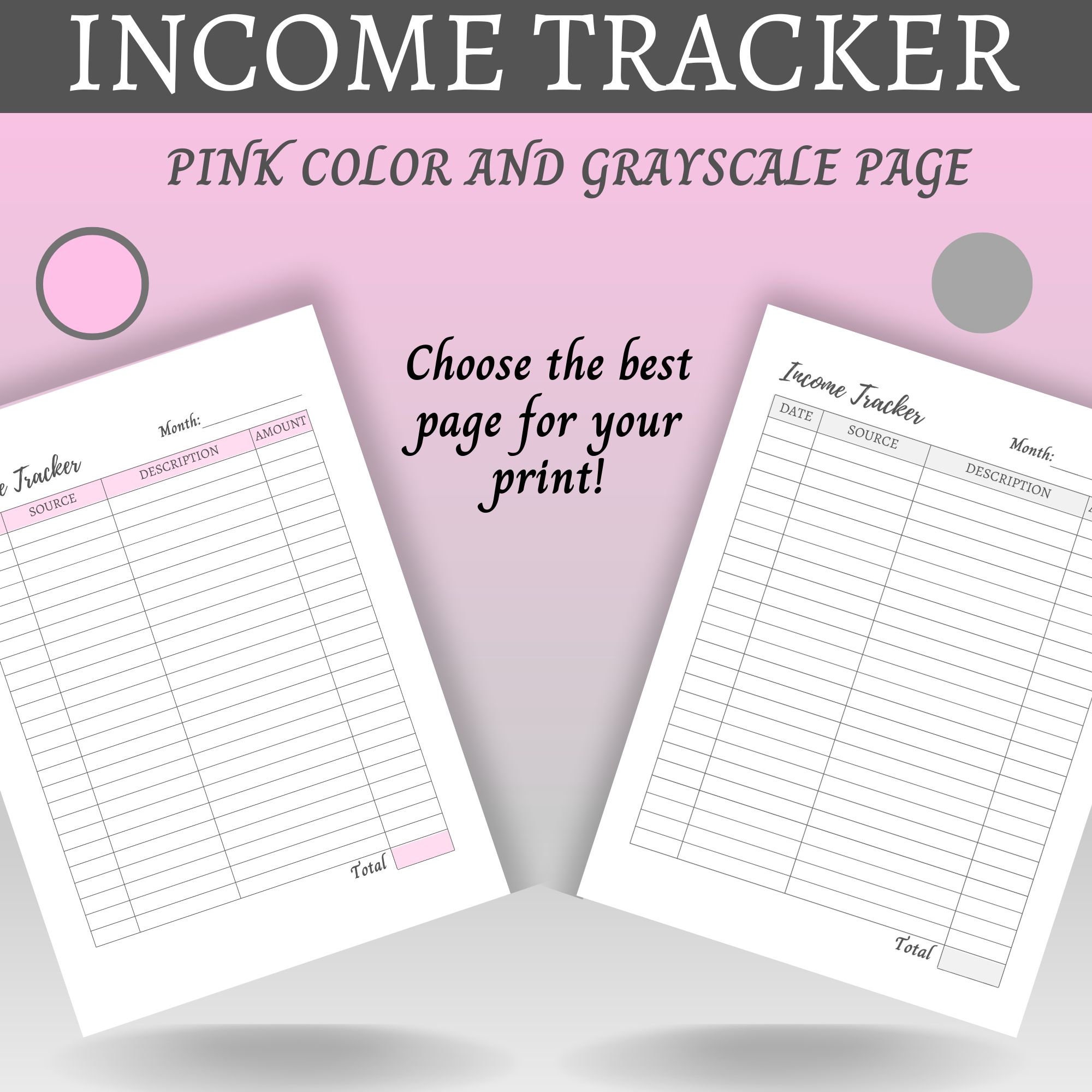 Income Statement Printable Log for Personal Monthly Income - Etsy