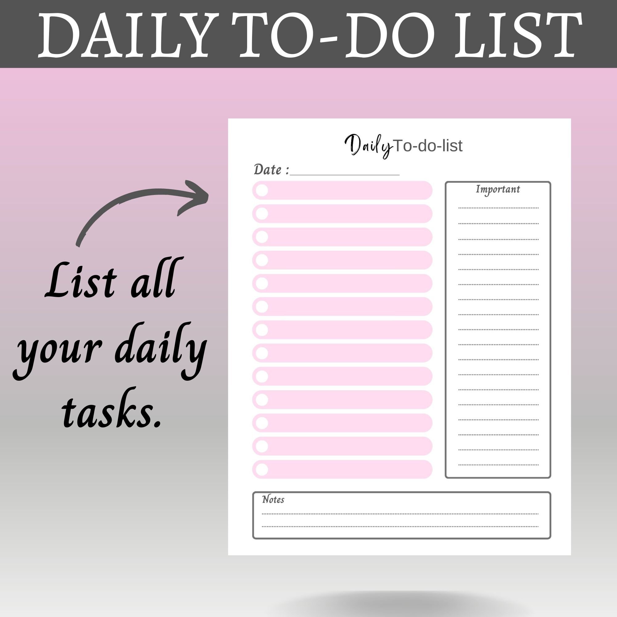 Daily To-do List Printable Daily Task Template Simple - Etsy UK