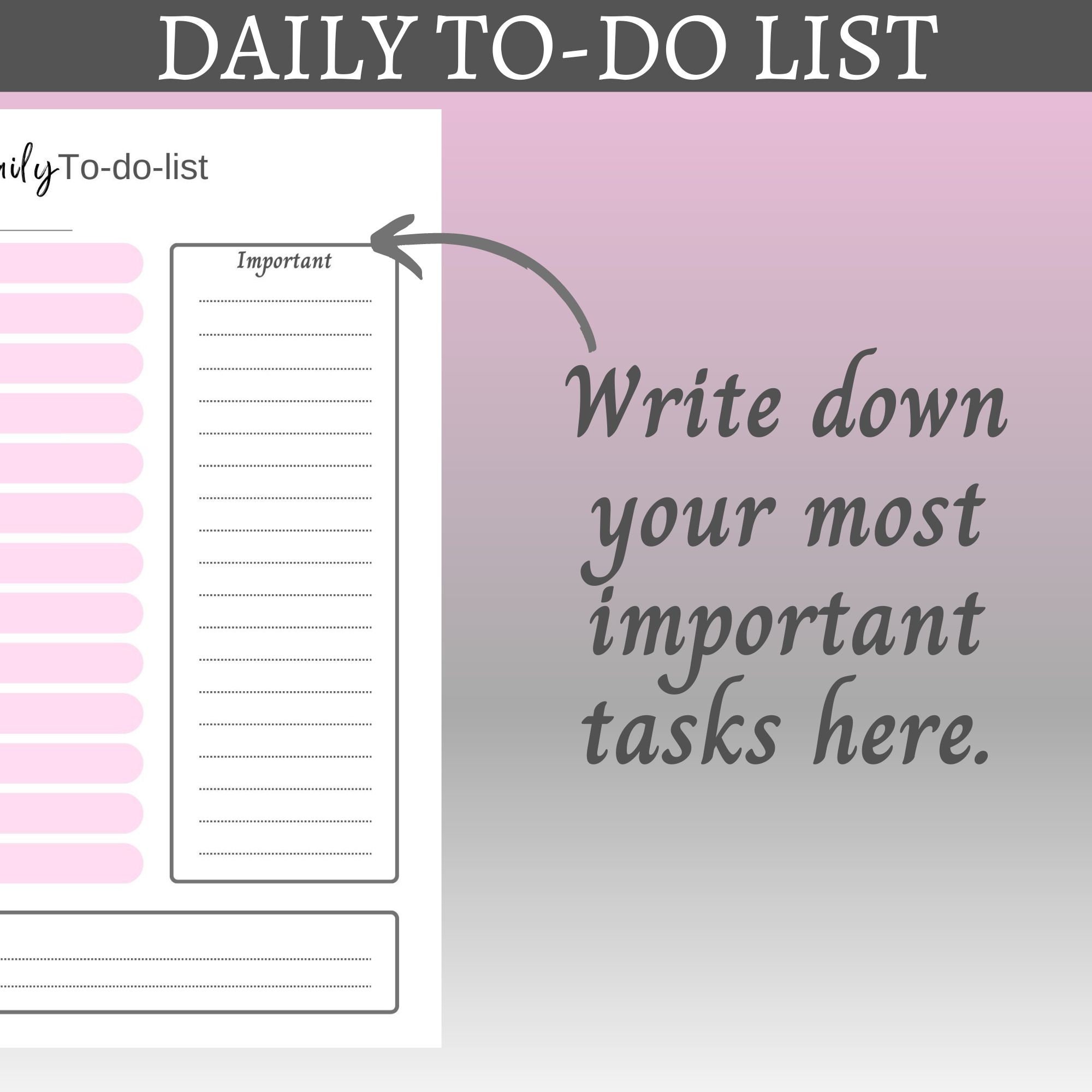 Daily To-do List Printable Daily Task Template Simple - Etsy
