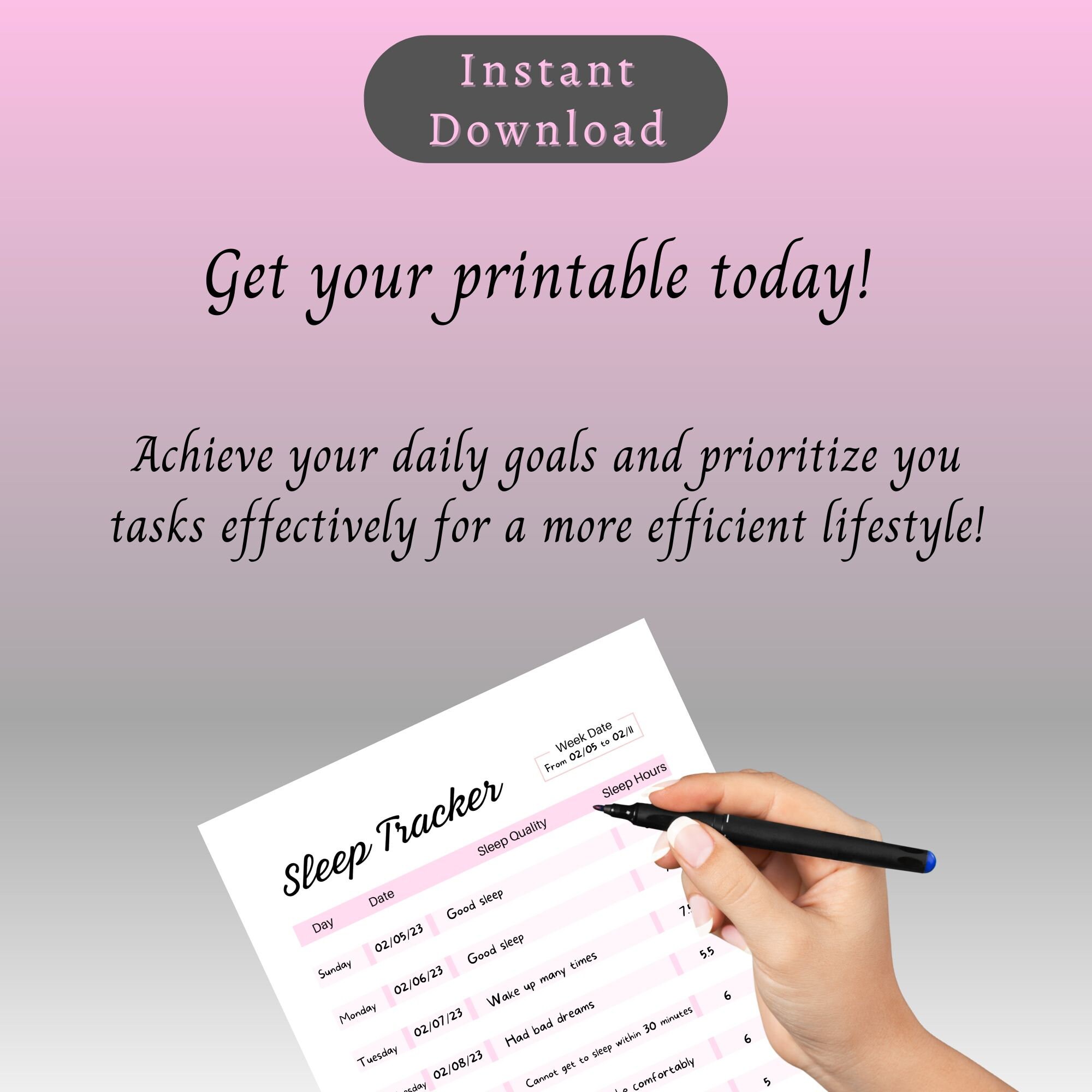 Sleep Tracker Printable for Insomnia Disorders, Weekly Sleep Log, Sleep ...