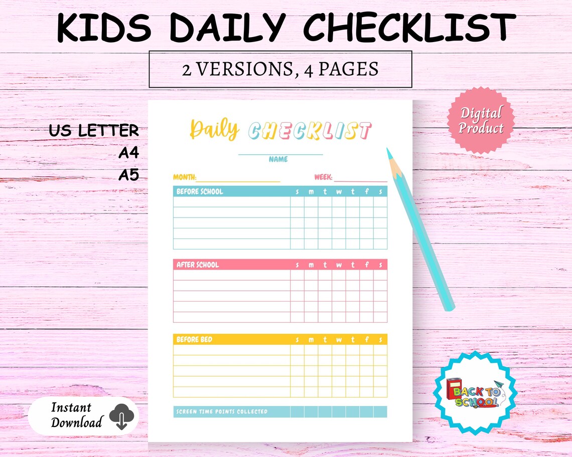 Chore Chart for Kids, to Do List for Daily Routine, Chore Chart ...
