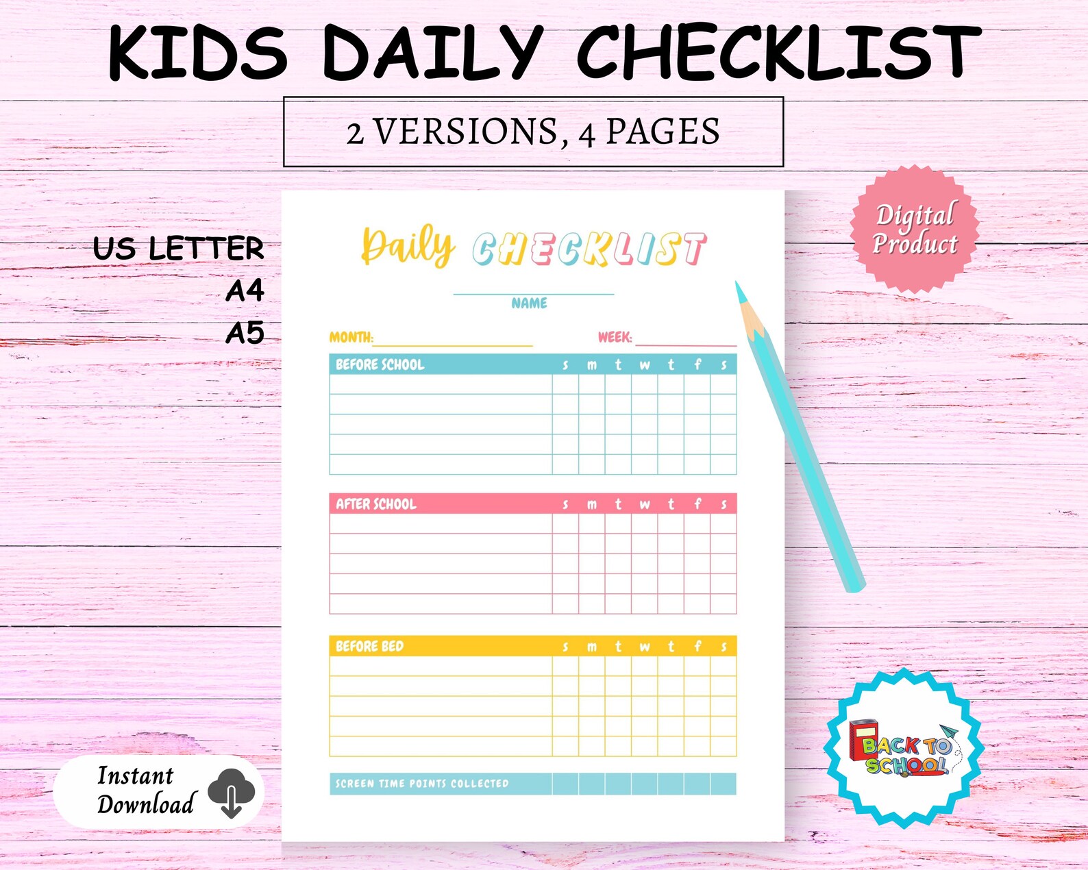Chore Chart for Kids, to Do List for Daily Routine, Chore Chart ...