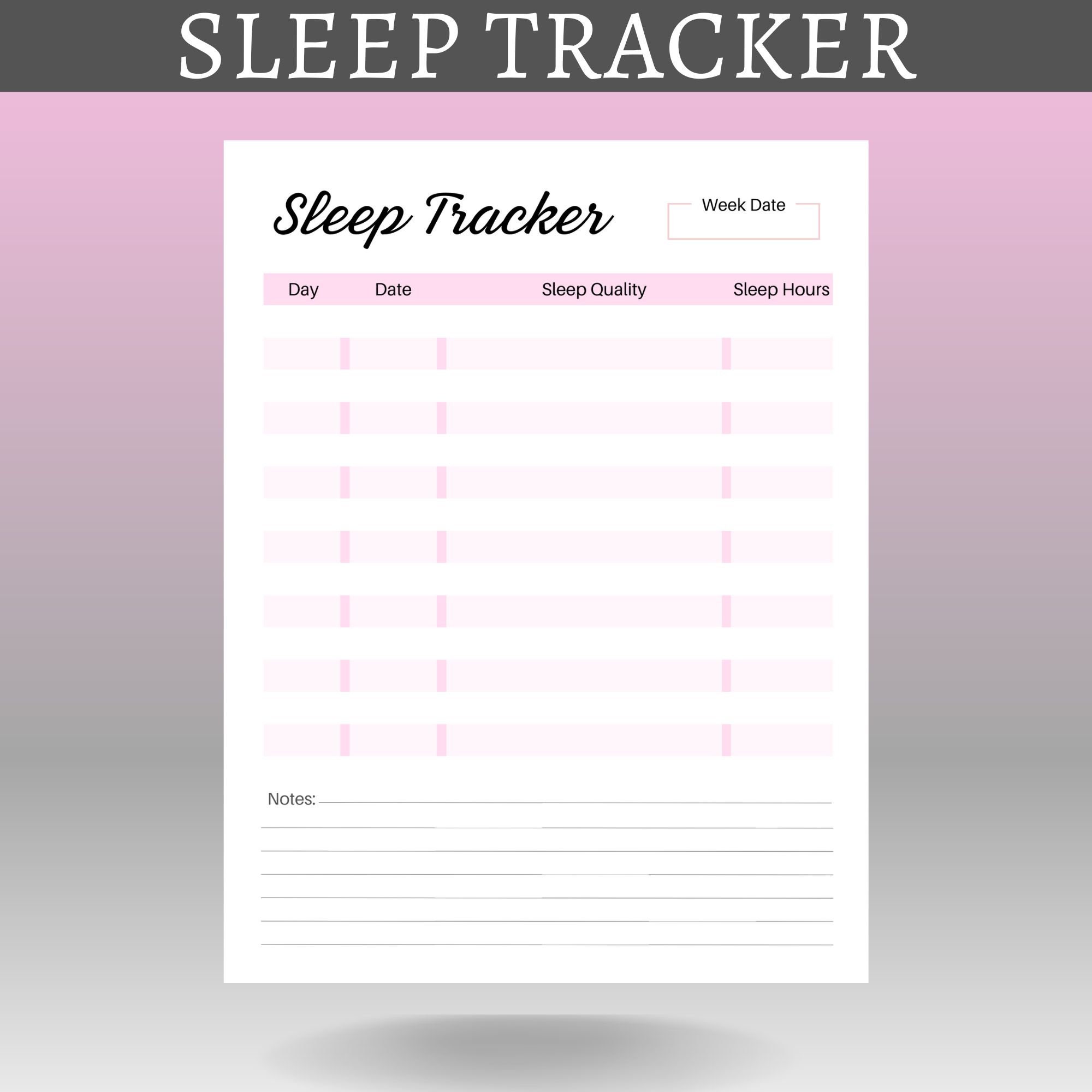 Sleep Tracker Printable for Insomnia Disorders, Weekly Sleep Log, Sleep ...