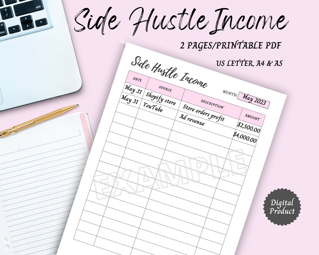 Side Hustle Income Tracker for Freelancers, Small Business Owners, Self ...