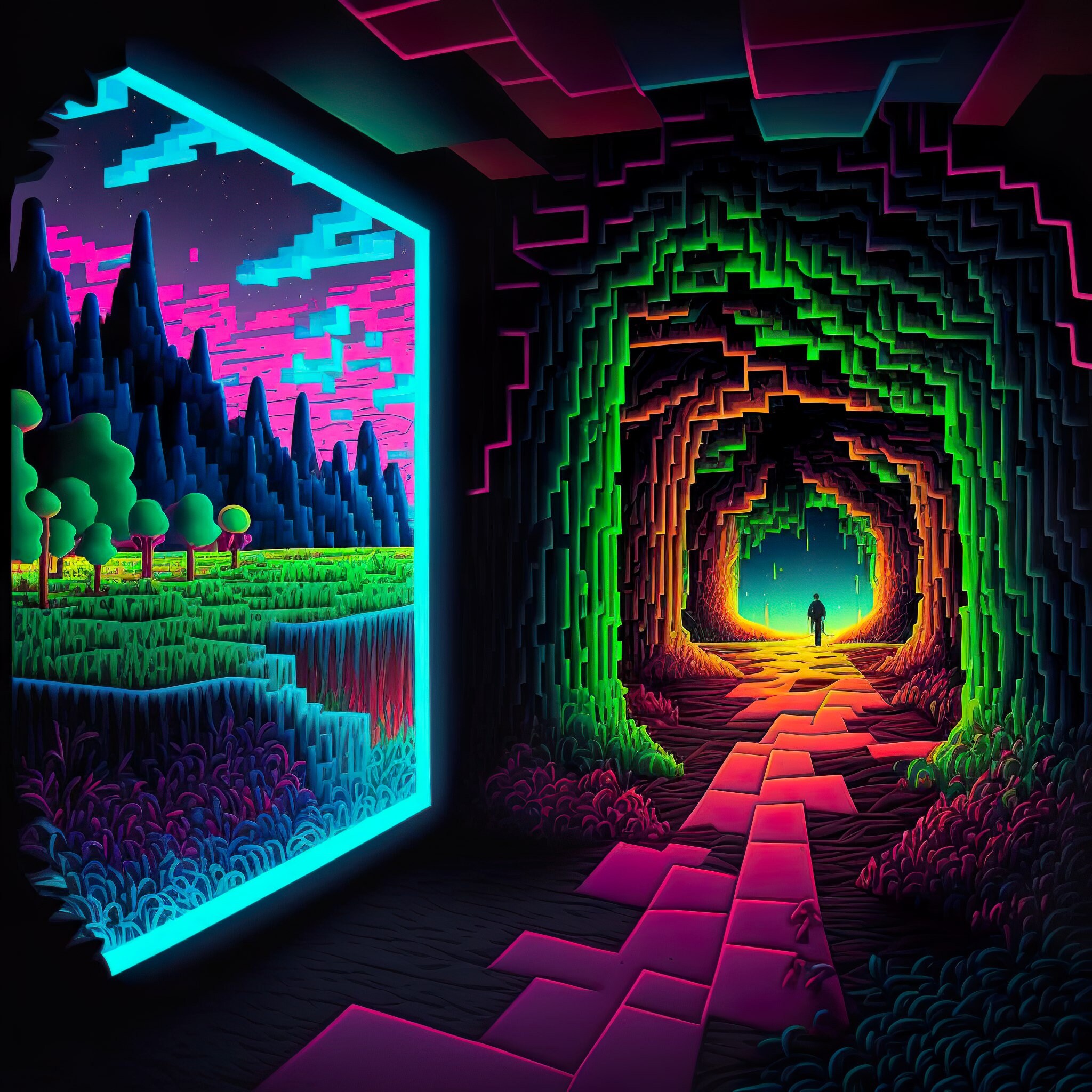 Trippy Minecraft Digital Printable - Etsy