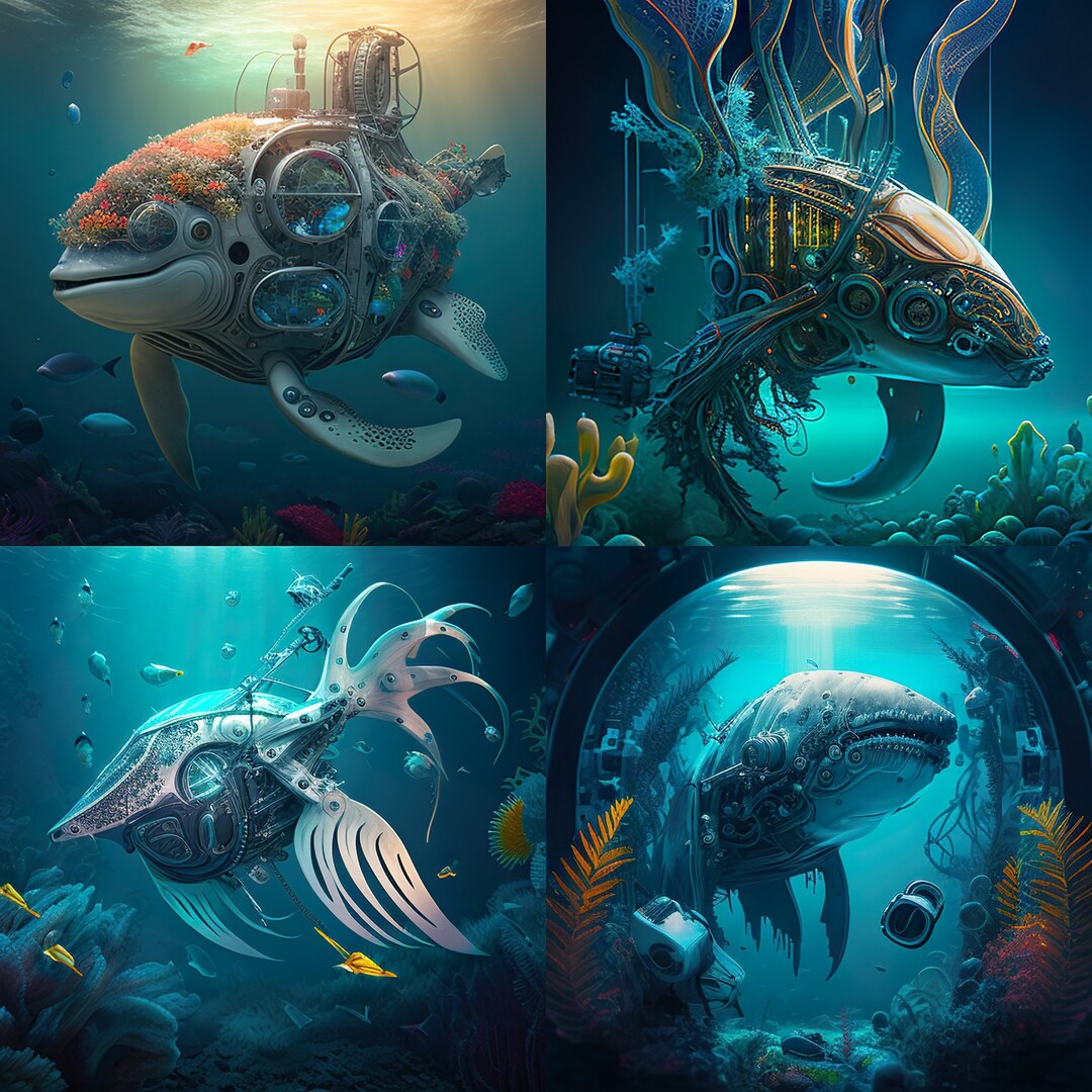 Cyber-tonic Ocean Life Digital Printable - Etsy