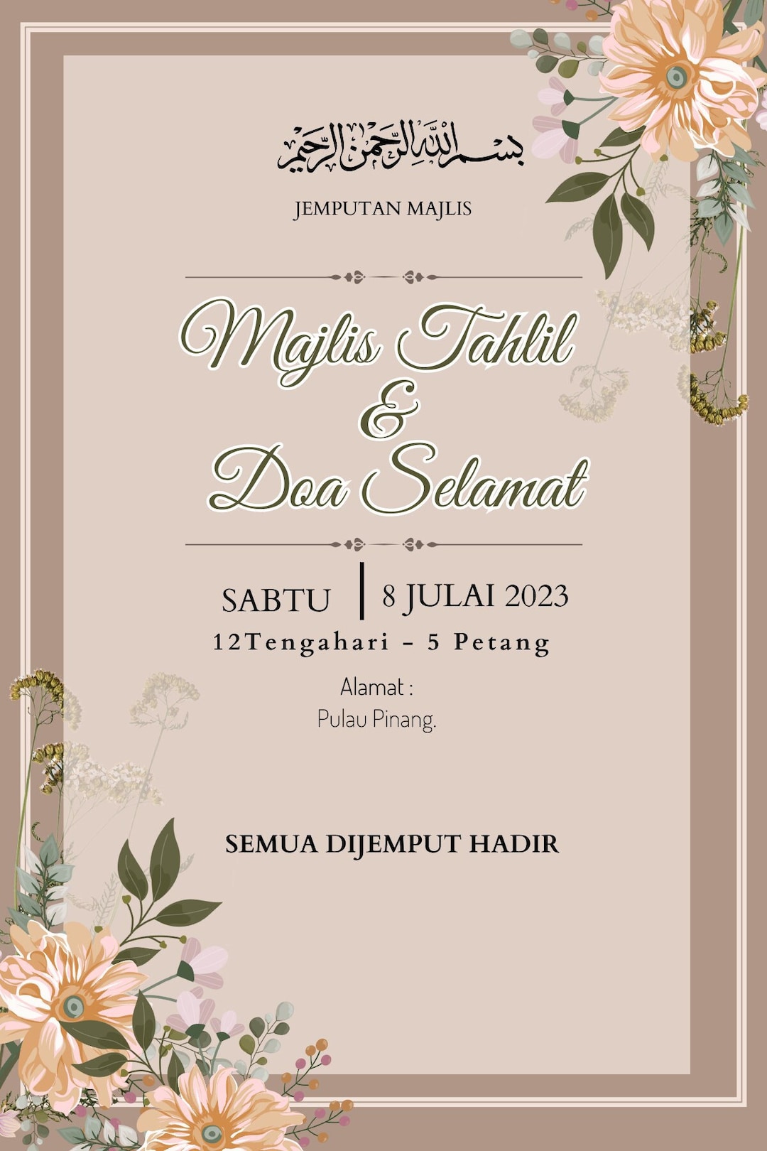 Template Jemputan Ke Majlis Kesyukuran - Etsy