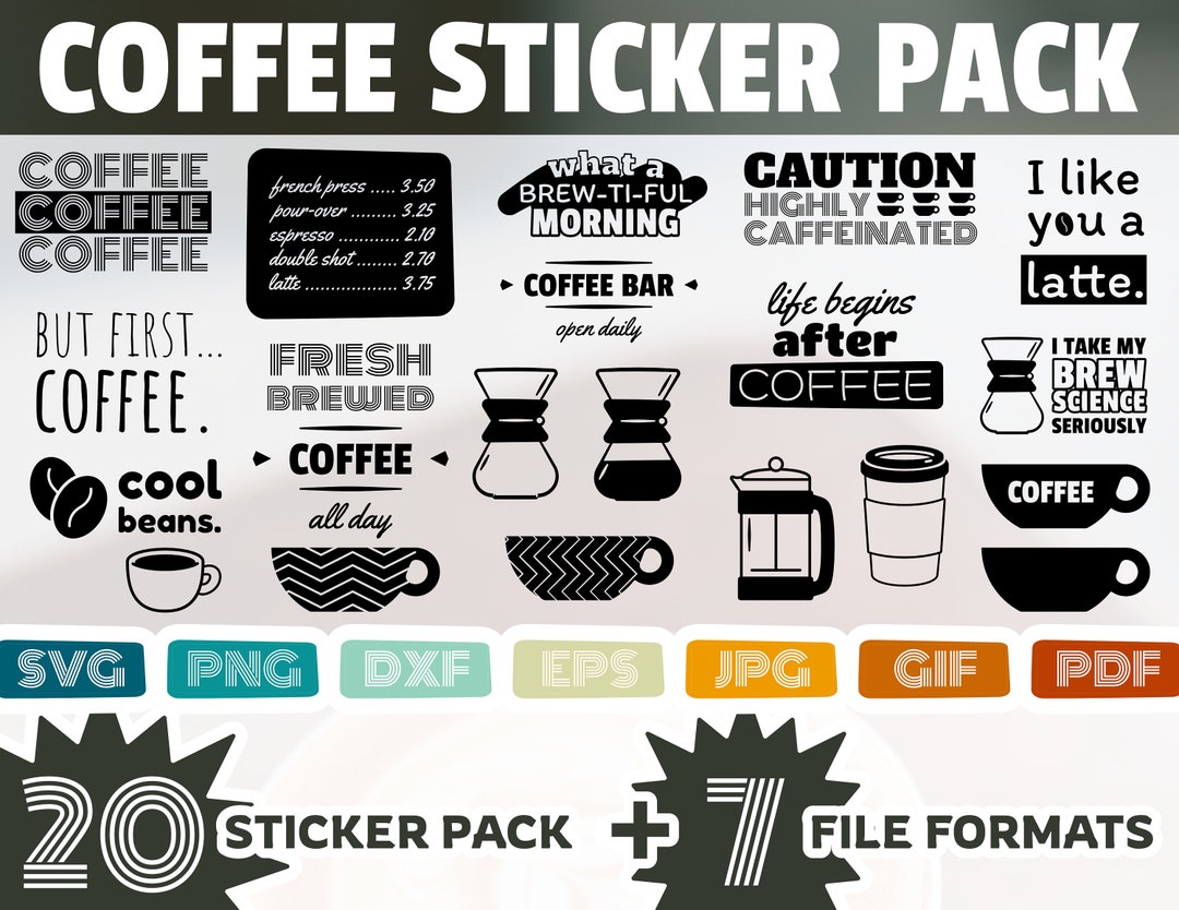 Coffee Lover's Super Bundle - Printable Graphic Coffee Stickers - PNG ...