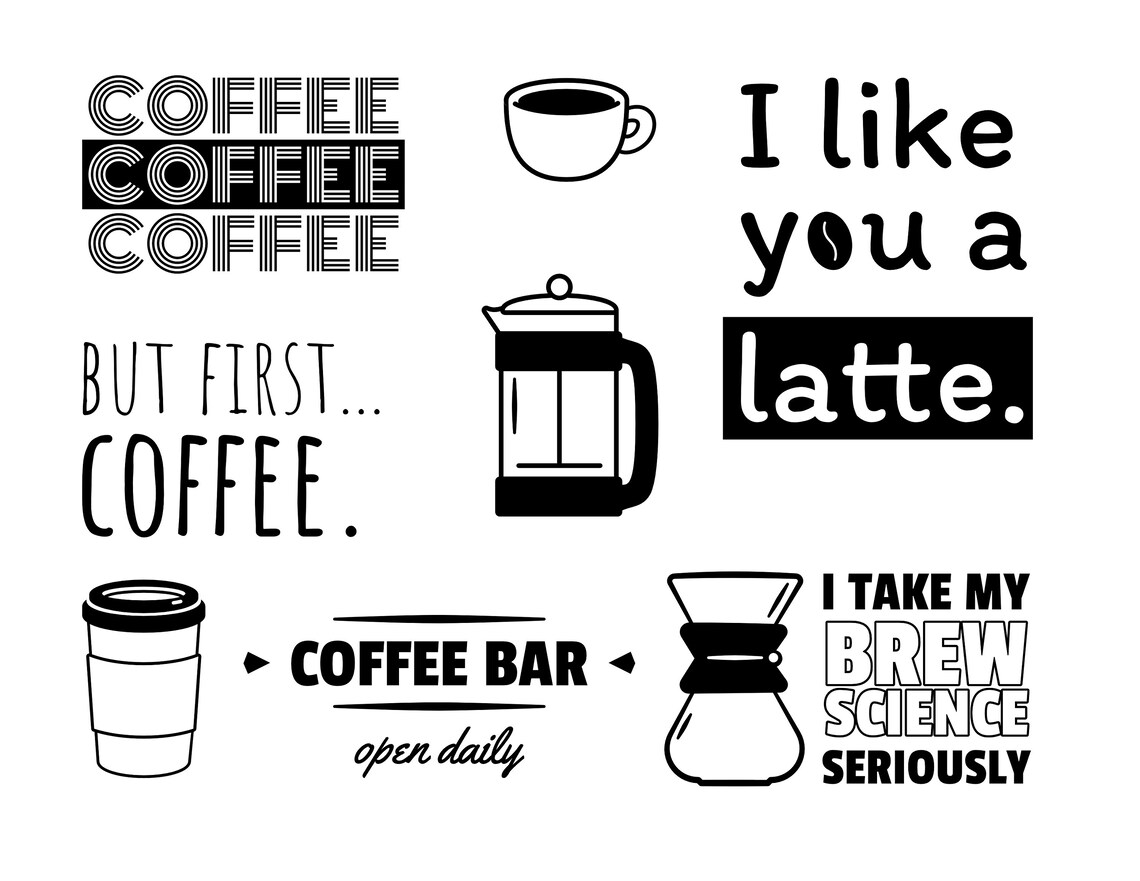 Coffee Lover's Super Bundle - Printable Graphic Coffee Stickers - PNG ...