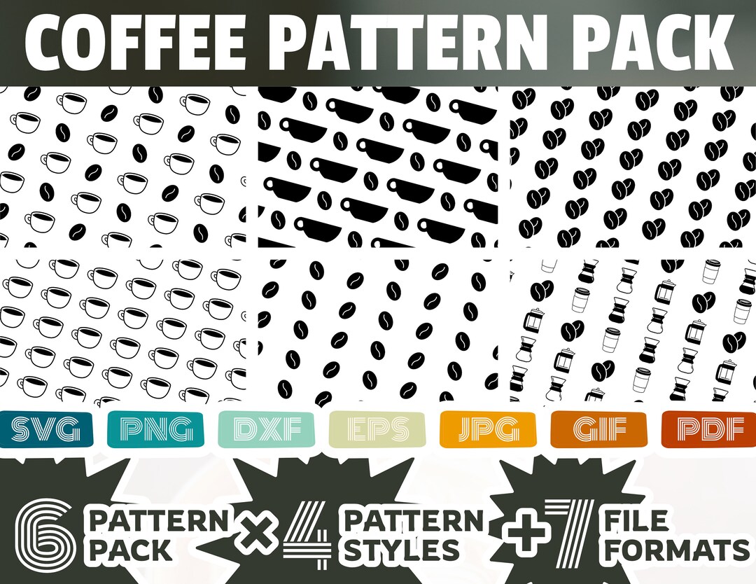 Coffee Lover's Pattern Bundle - Printable Graphic Coffee Patterns - PNG ...