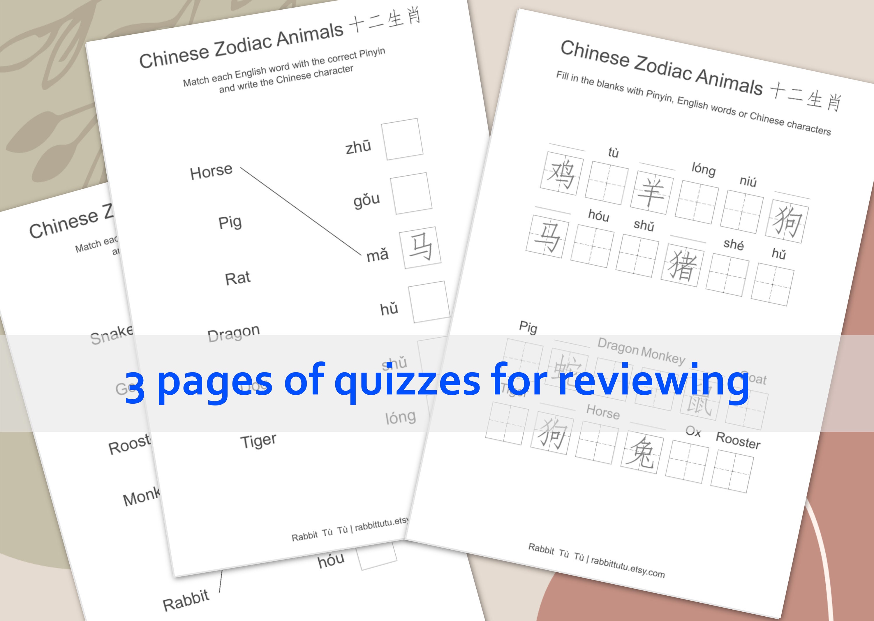 Chinese Zodiac Animal Characters Learning Pack - Poster, Writing ...