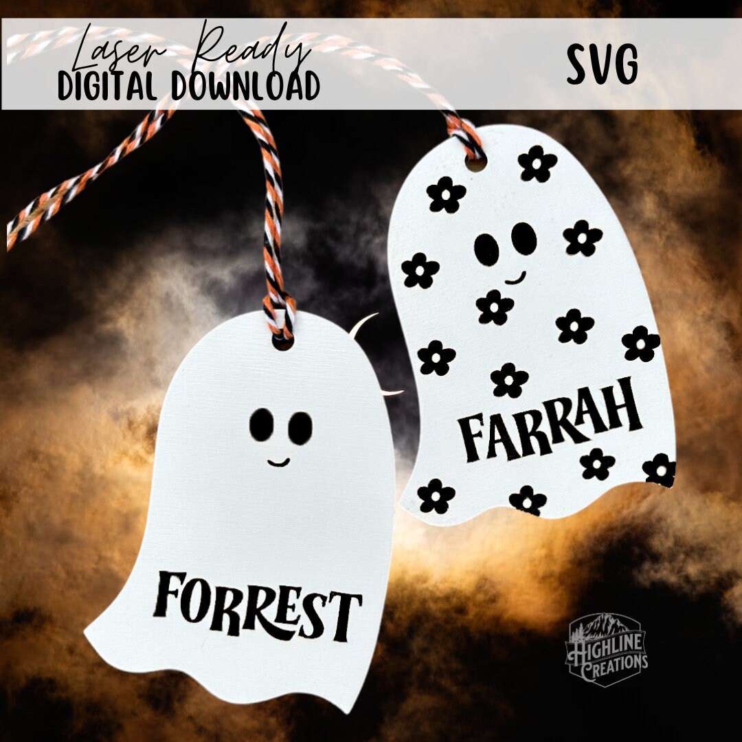 Halloween Basket Name Tags SVG | Laser Ready Digital Download | Spooky ...