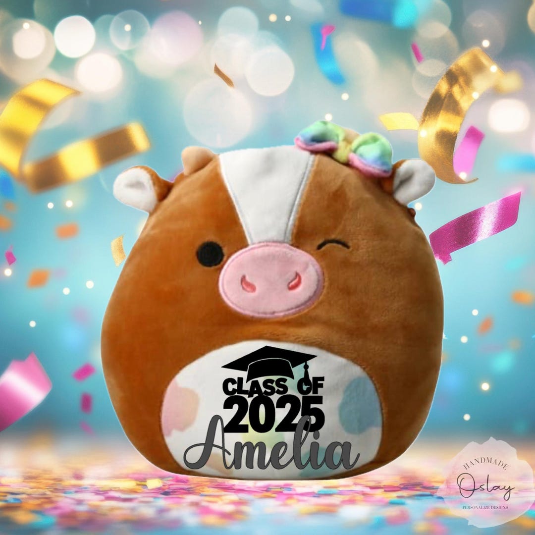 7.5in Graduation Cow Squishmallows Graduation Personalized Squishmallow ...