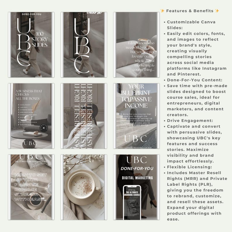 100 Editable UBC Story Slide Templates | Digital Marketing PLR & MRR ...