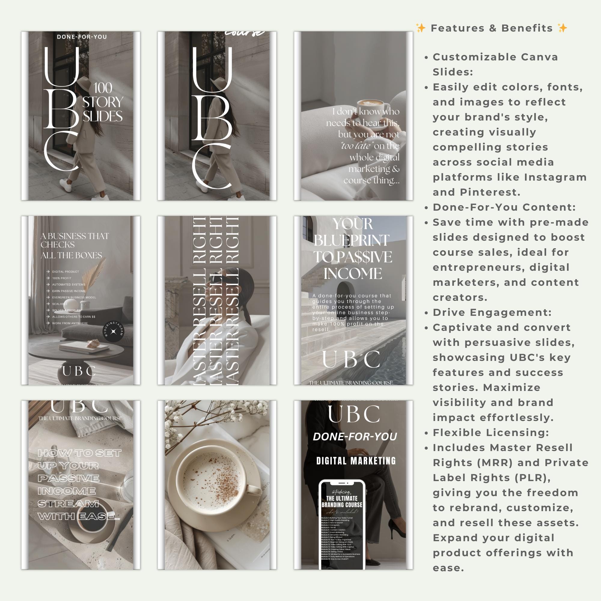 100 Editable UBC Story Slide Templates | Digital Marketing PLR & MRR ...