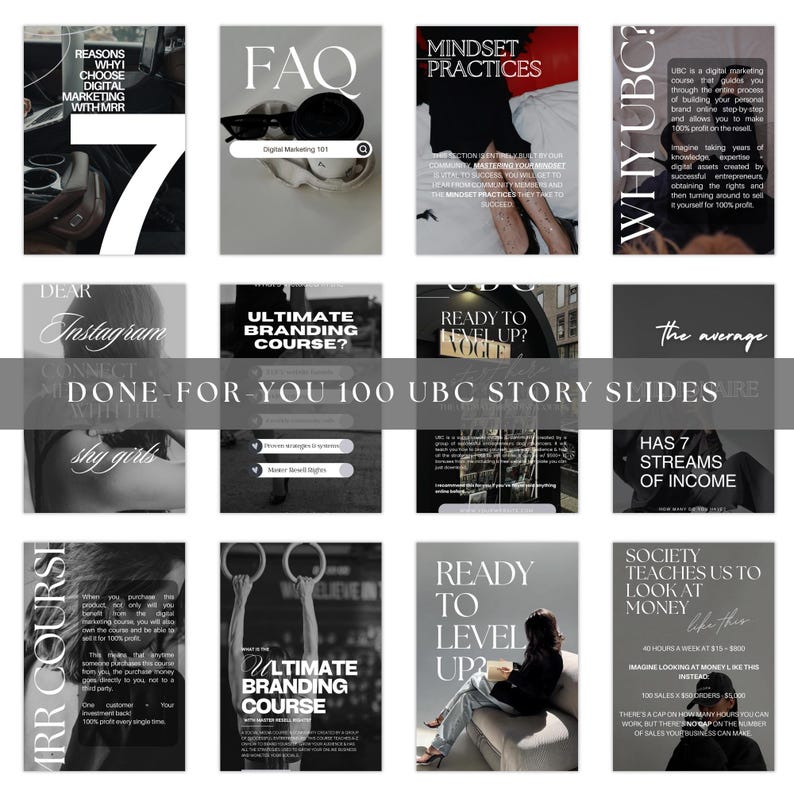 Dark Story Slides | UBC Course Canva Templates (MRR & PLR) - Etsy