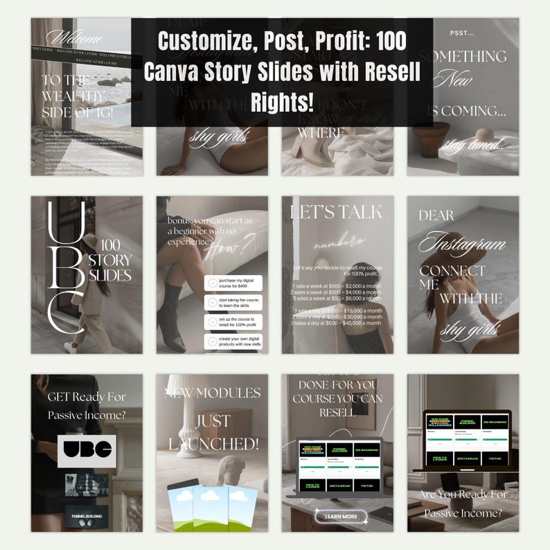 100 Editable UBC Story Slide Templates | Digital Marketing PLR & MRR ...