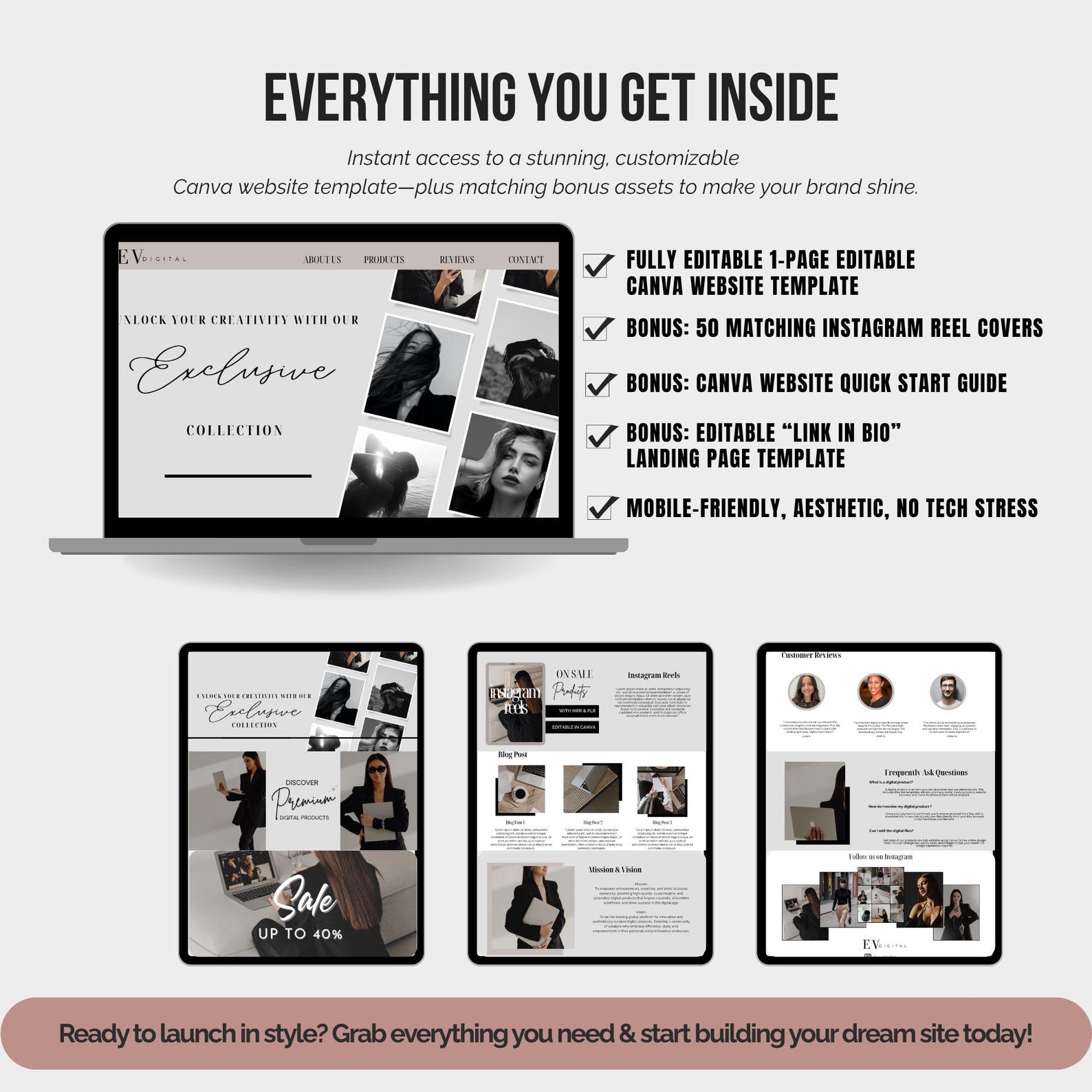 Canva Website Template | Aesthetic Landing Page & Reel Covers (digital ...