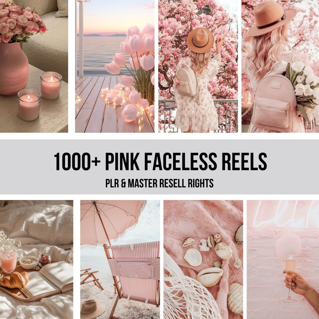 Pink Faceless Reels, Stories & Posts Bundle | Editable PLR/MRR Content ...