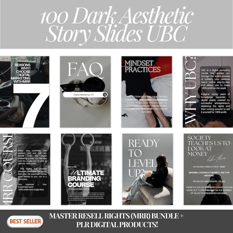 UBC Course | 100 Dark Aesthetic Story Slides | Editable Canva Templates ...