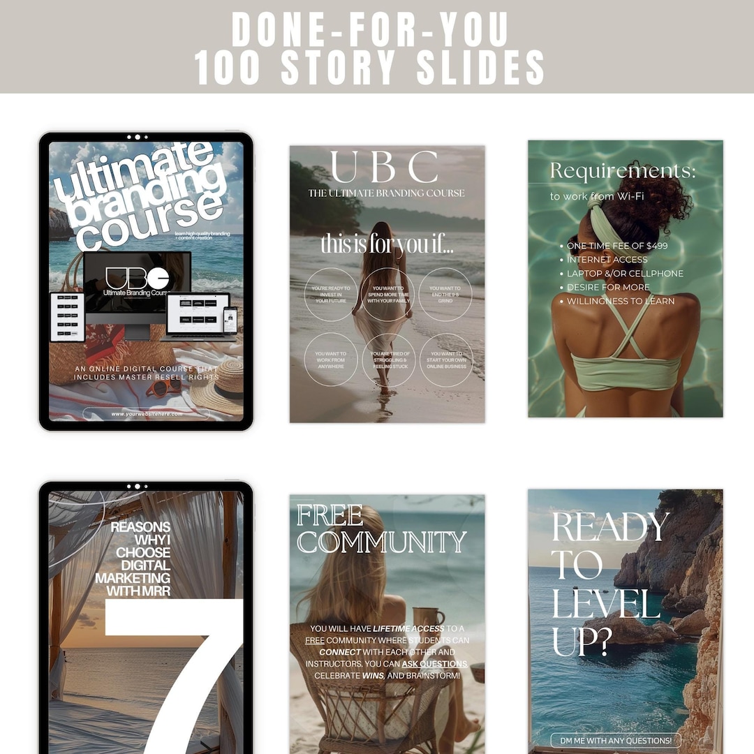 UBC Story Slides: 100 Faceless Marketing Canva Templates (PLR + MRR) - Etsy