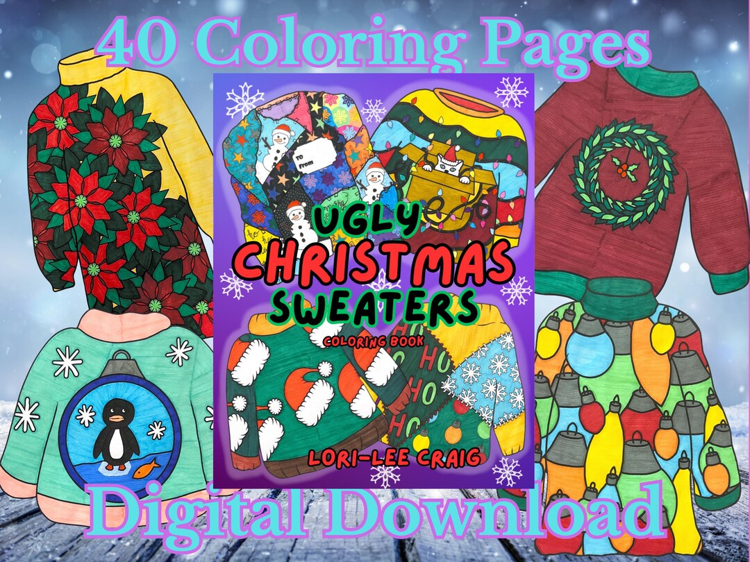 Cozy Coloring Pages Ugly Christmas Sweater Coloring Book Hand Drawn ...