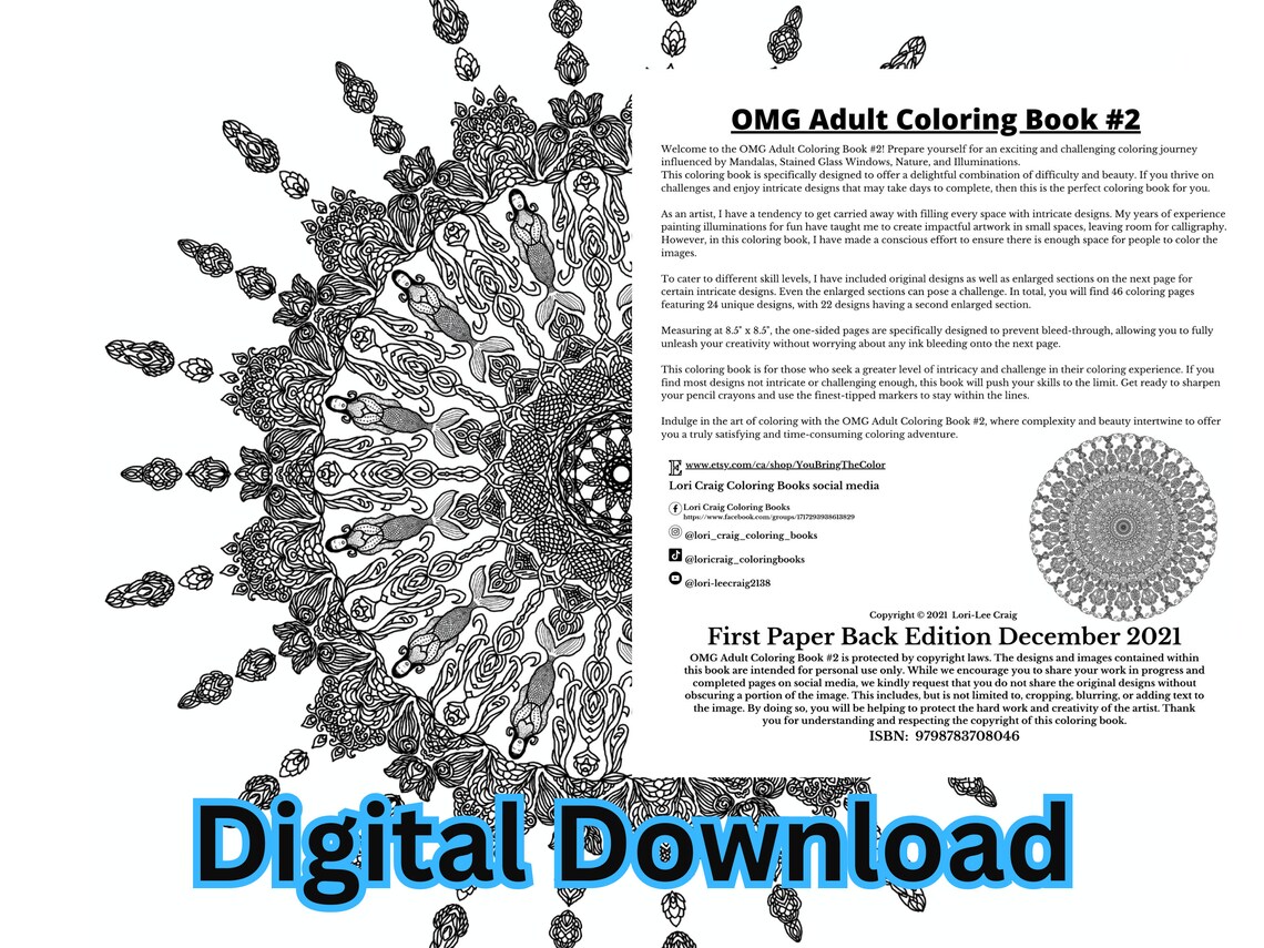 Digital Download Copy of OMG Adult Coloring Book #2 - Etsy