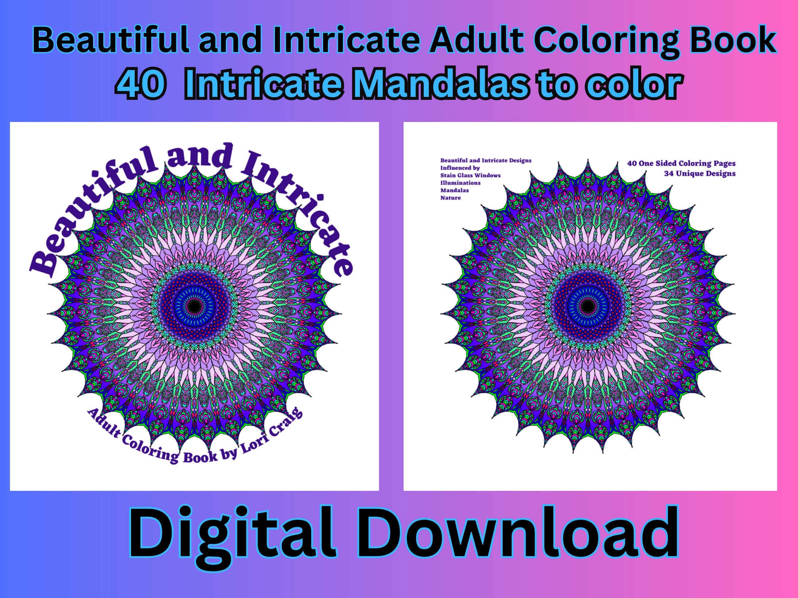 Digital Download of Beautiful and Intricate Adult Coloring Book by Lori ...