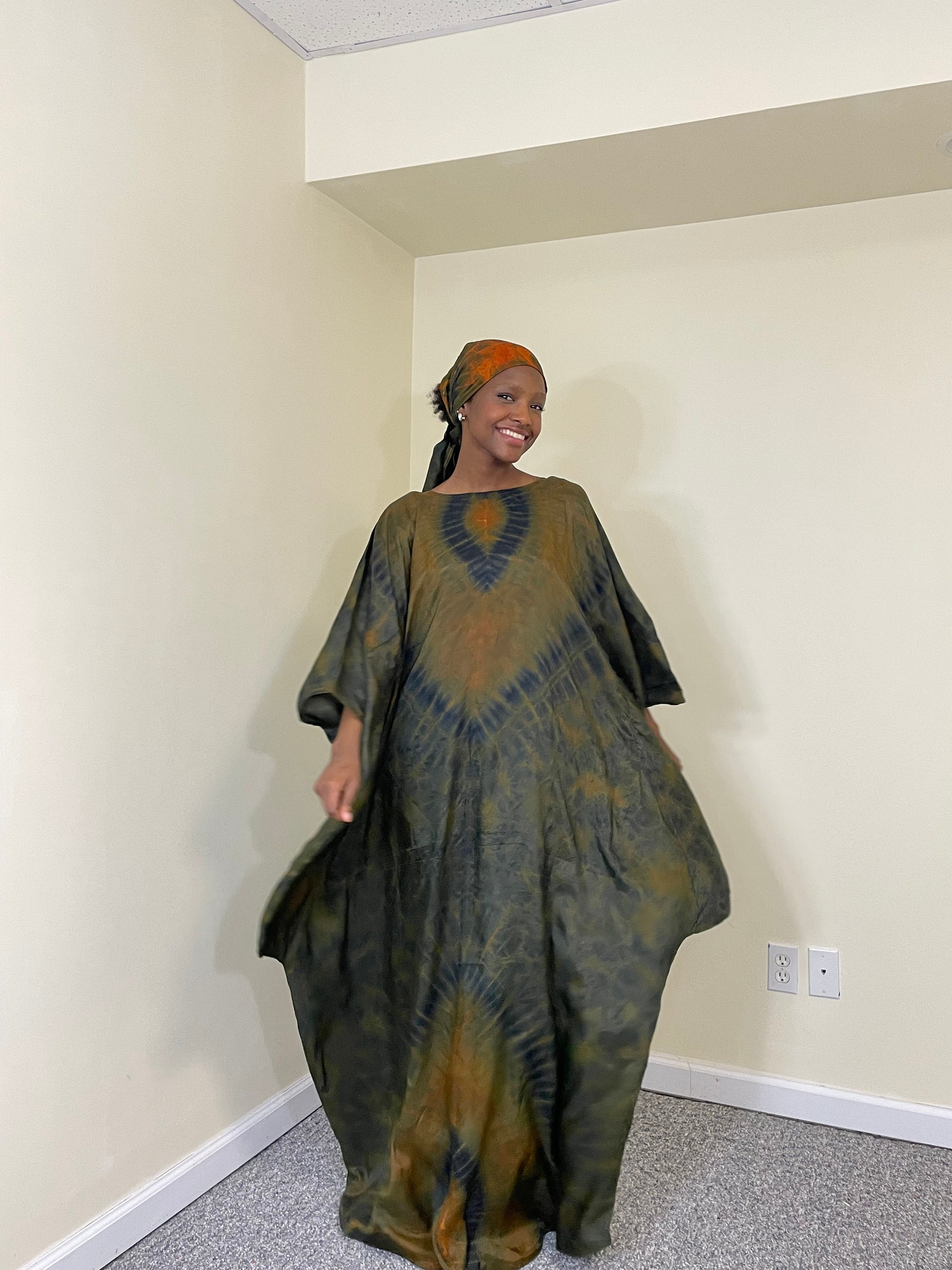 Silk Tie Dye African Bubu - Etsy UK