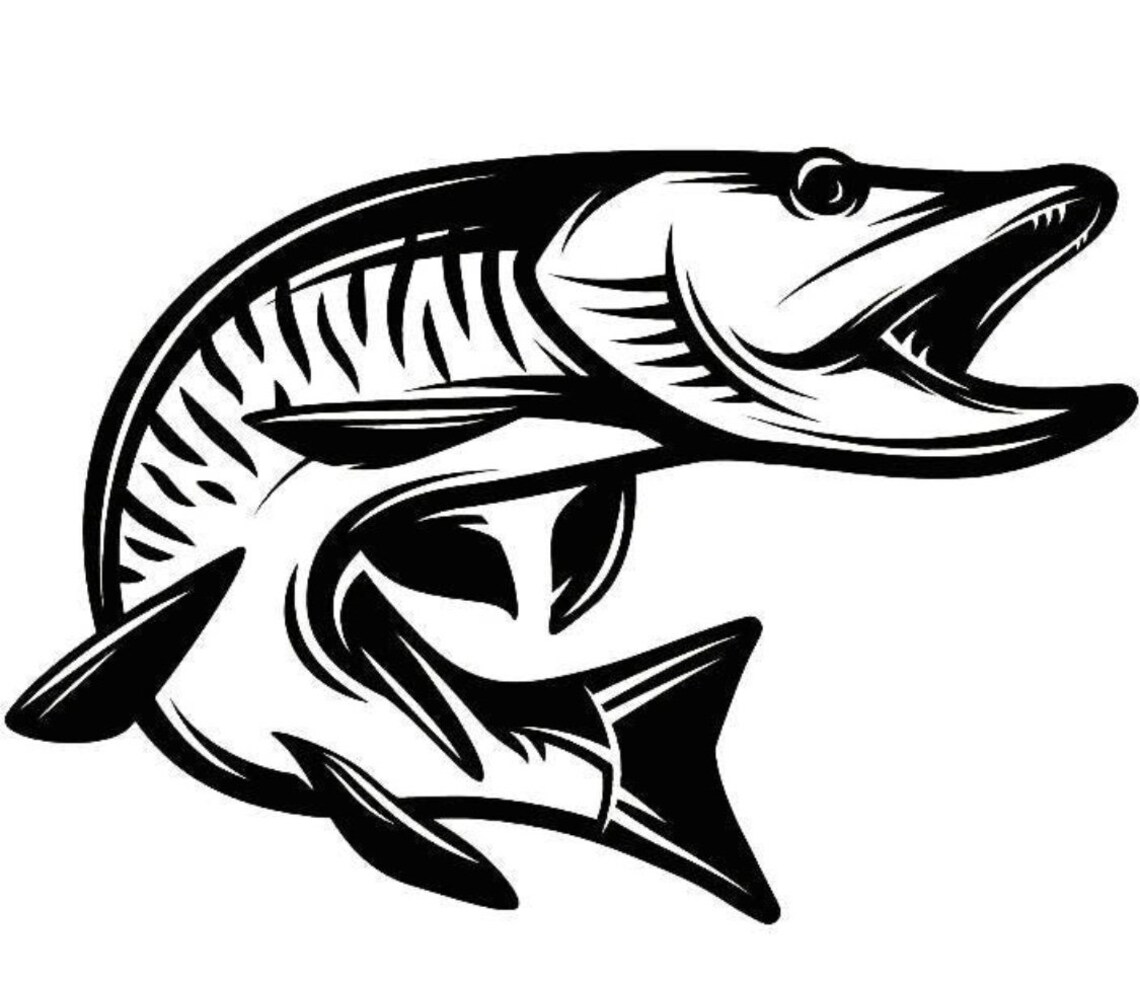 Nothern Pike SVG PNG DXF File Fishing Fish T-shirt Decal Sticker Laser ...