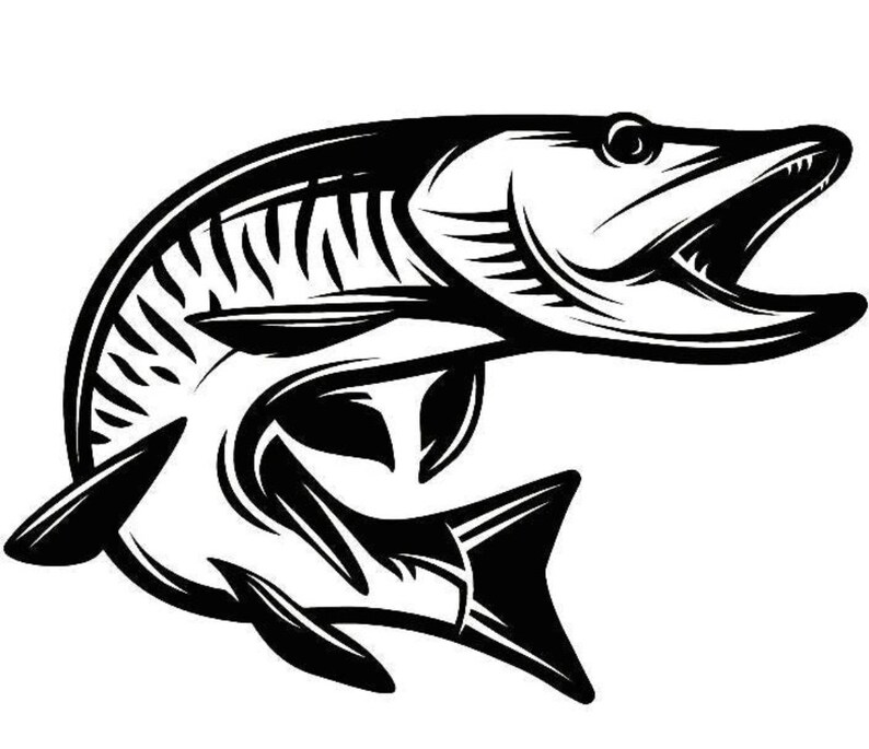 Nothern Pike SVG PNG DXF File Fishing Fish T-shirt Decal Sticker Laser ...