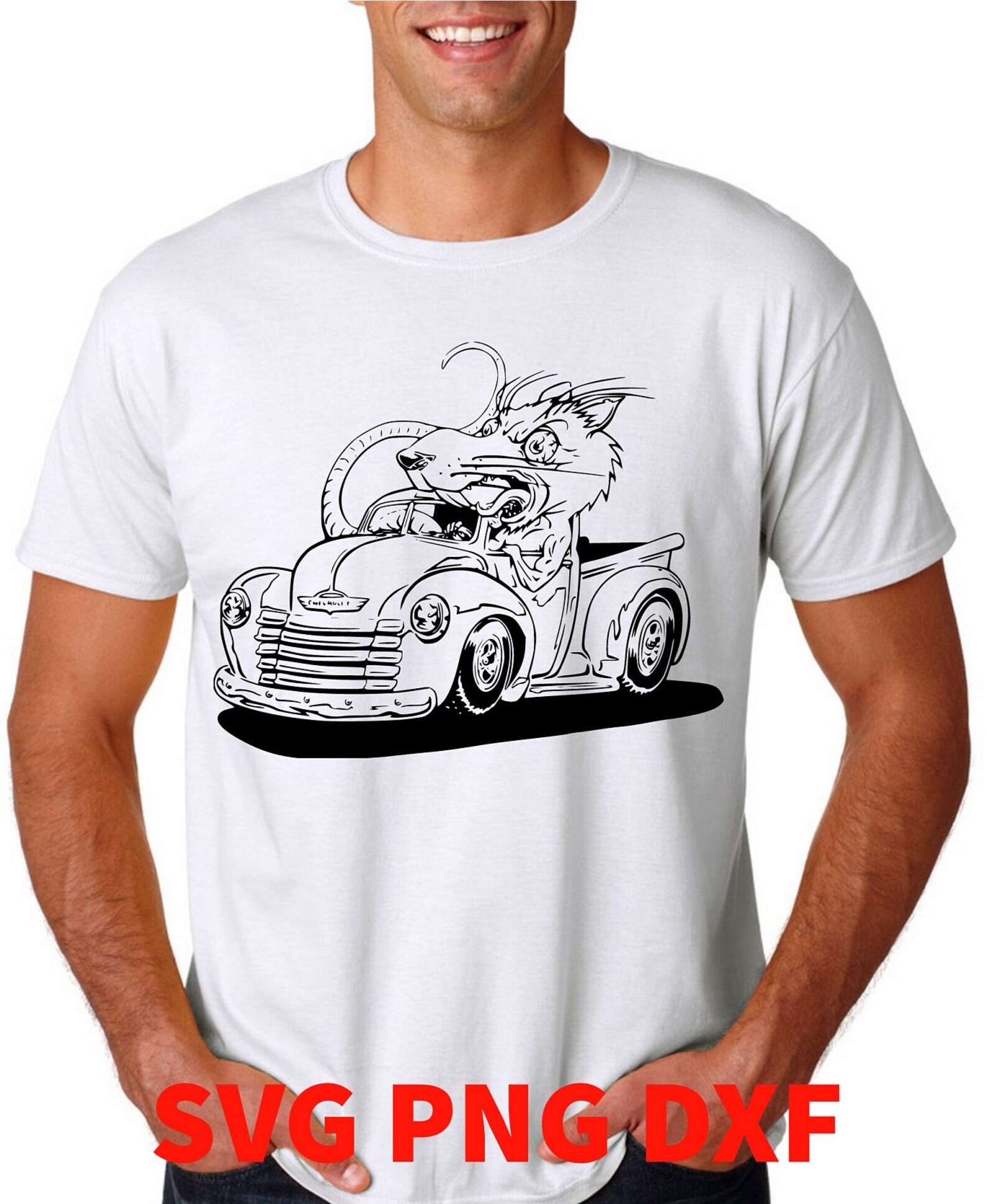 Rat Rod Chevrolet Truck Black White SVG PNG DXF Downloadable File ...