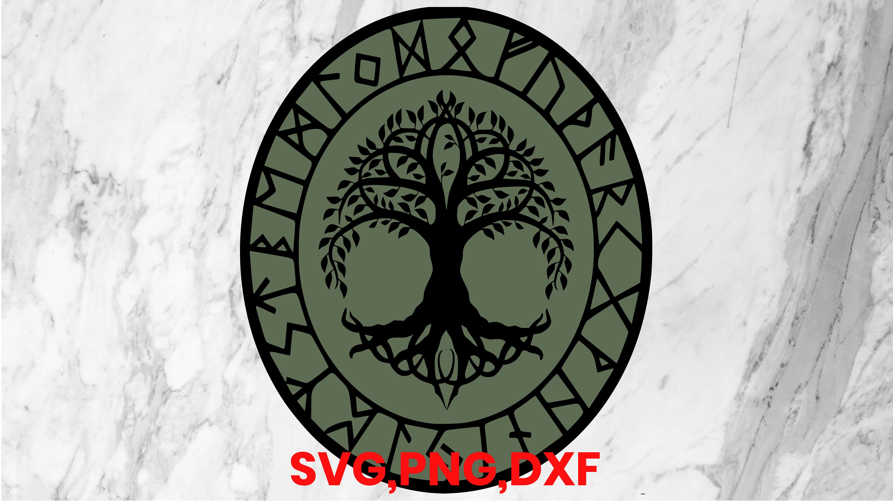 Viking Celtic Tree of Life Tribal Runes Protection SVG DXF PNG File ...