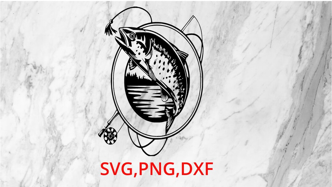Trout Flyfishing SVG PNG DXF Downloadable Format Fishing Fish Sport ...