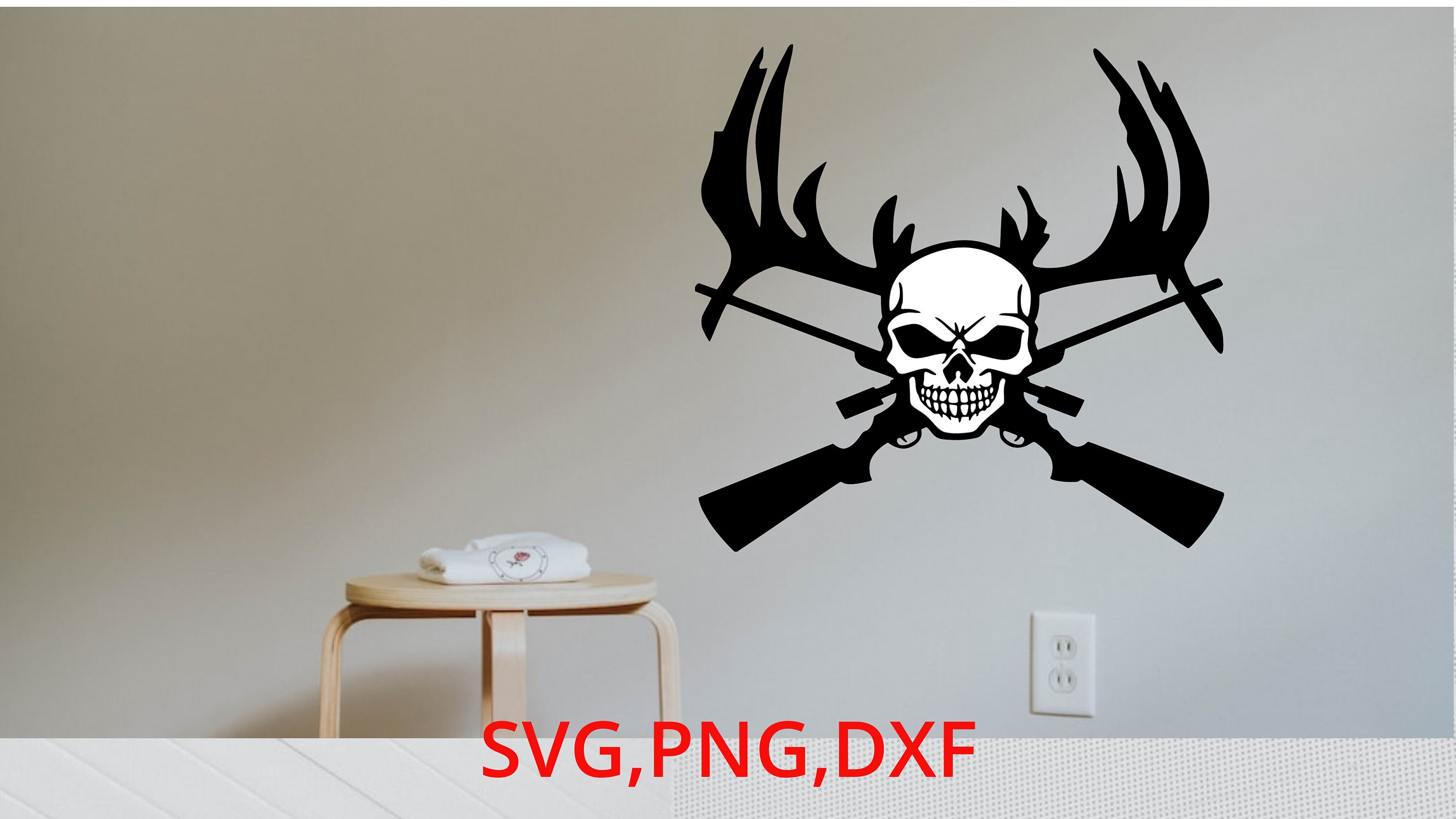 Skull Horns Rifle Gun. SVG PNG DXF File Formats Will Work With All ...