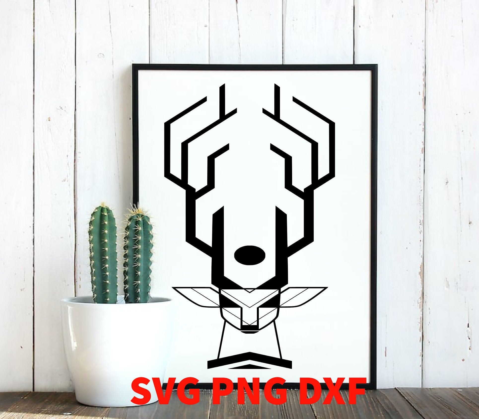 Art Deco Deer Antlers Svg Png Dxf Digital File Reindeer Mid - Etsy