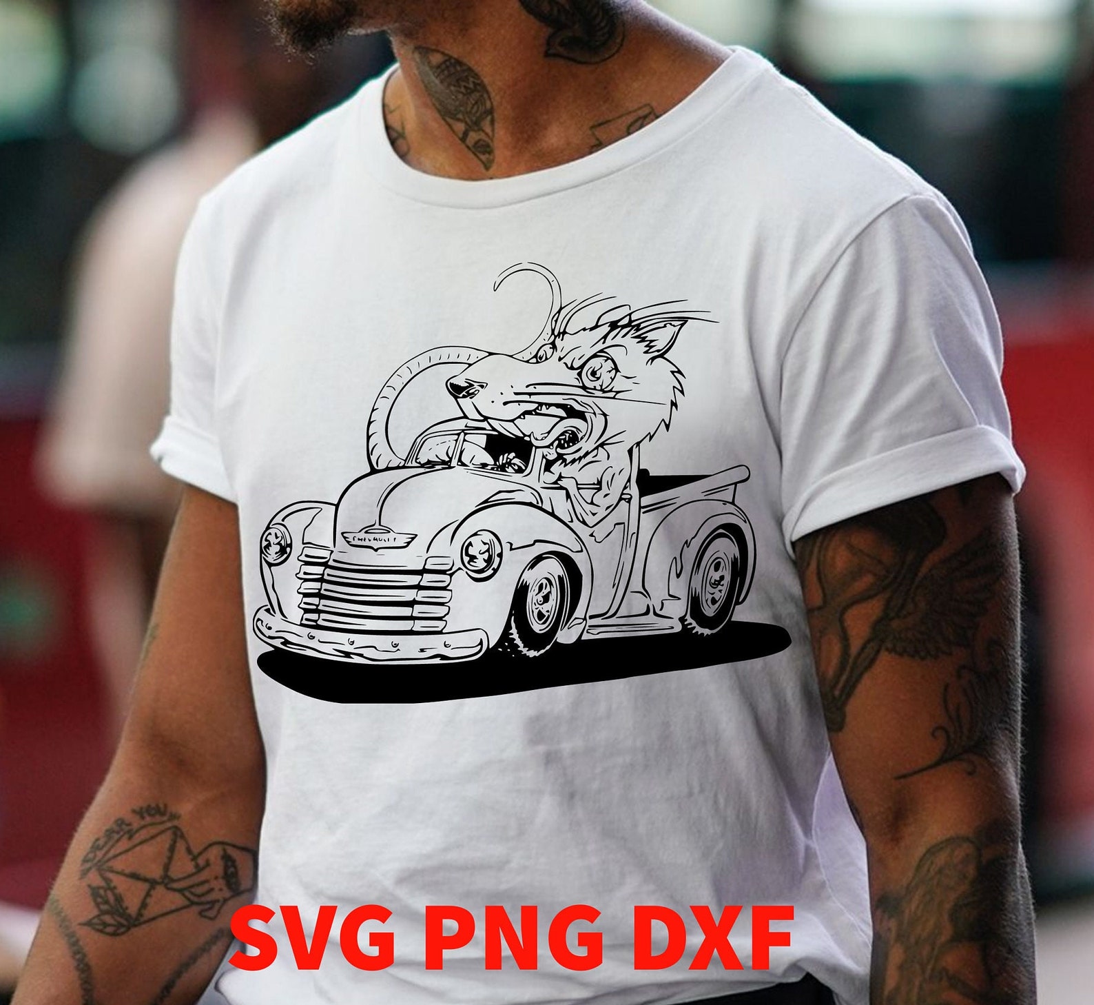 Rat Rod Chevrolet Truck Black White SVG PNG DXF Downloadable File ...