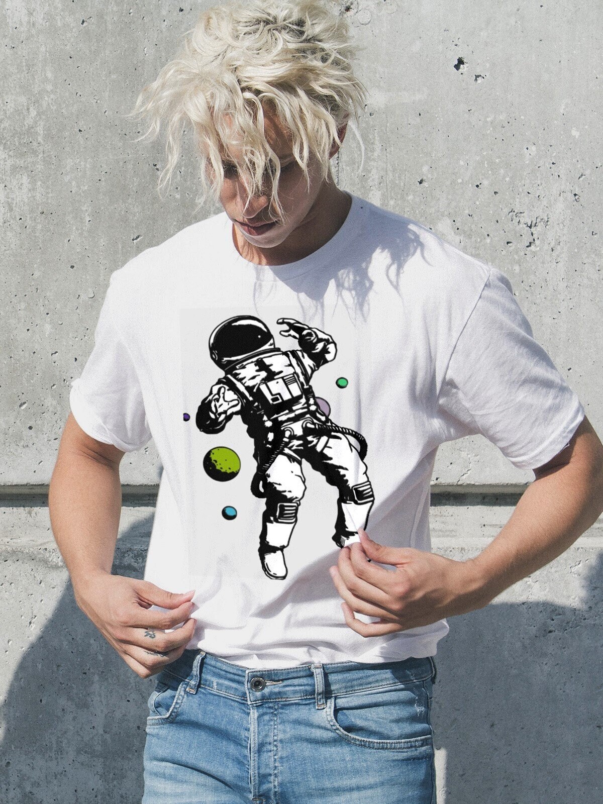 Floating Astronaut PNG SVG DXF File Space Man Rocket Float Planet Moon ...