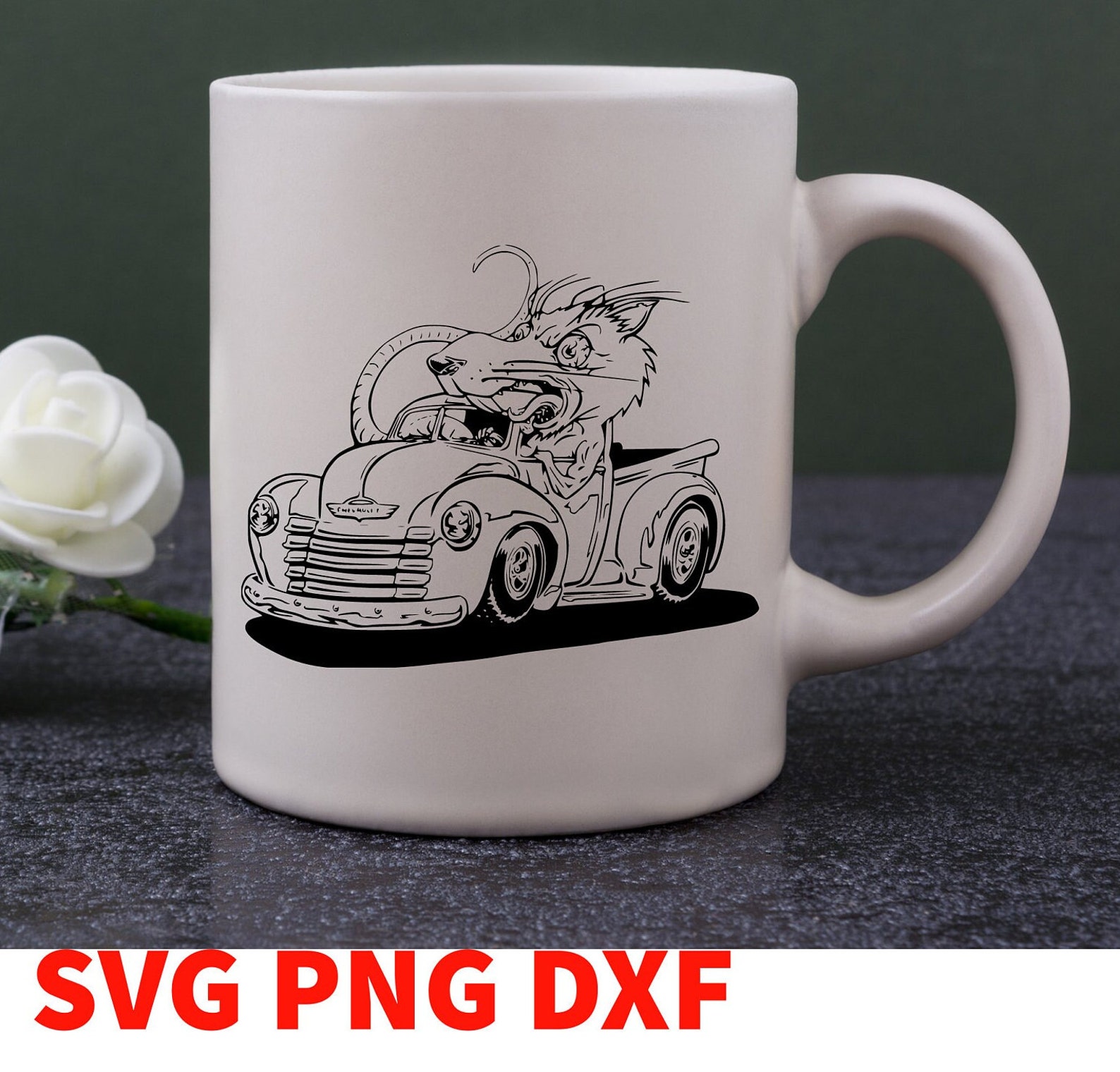 Rat Rod Chevrolet Truck Black White SVG PNG DXF Downloadable File ...