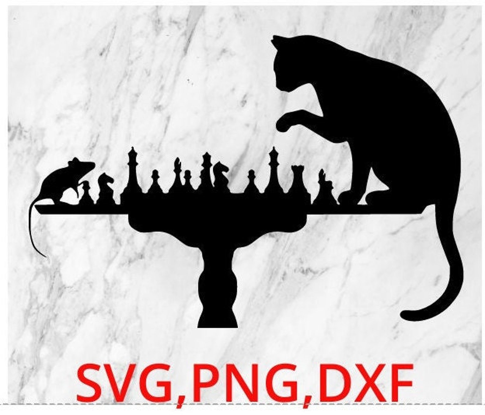 Cat Mouse Playing Chess Svg Png Dxf Digtital File. Kitten Mice Games ...