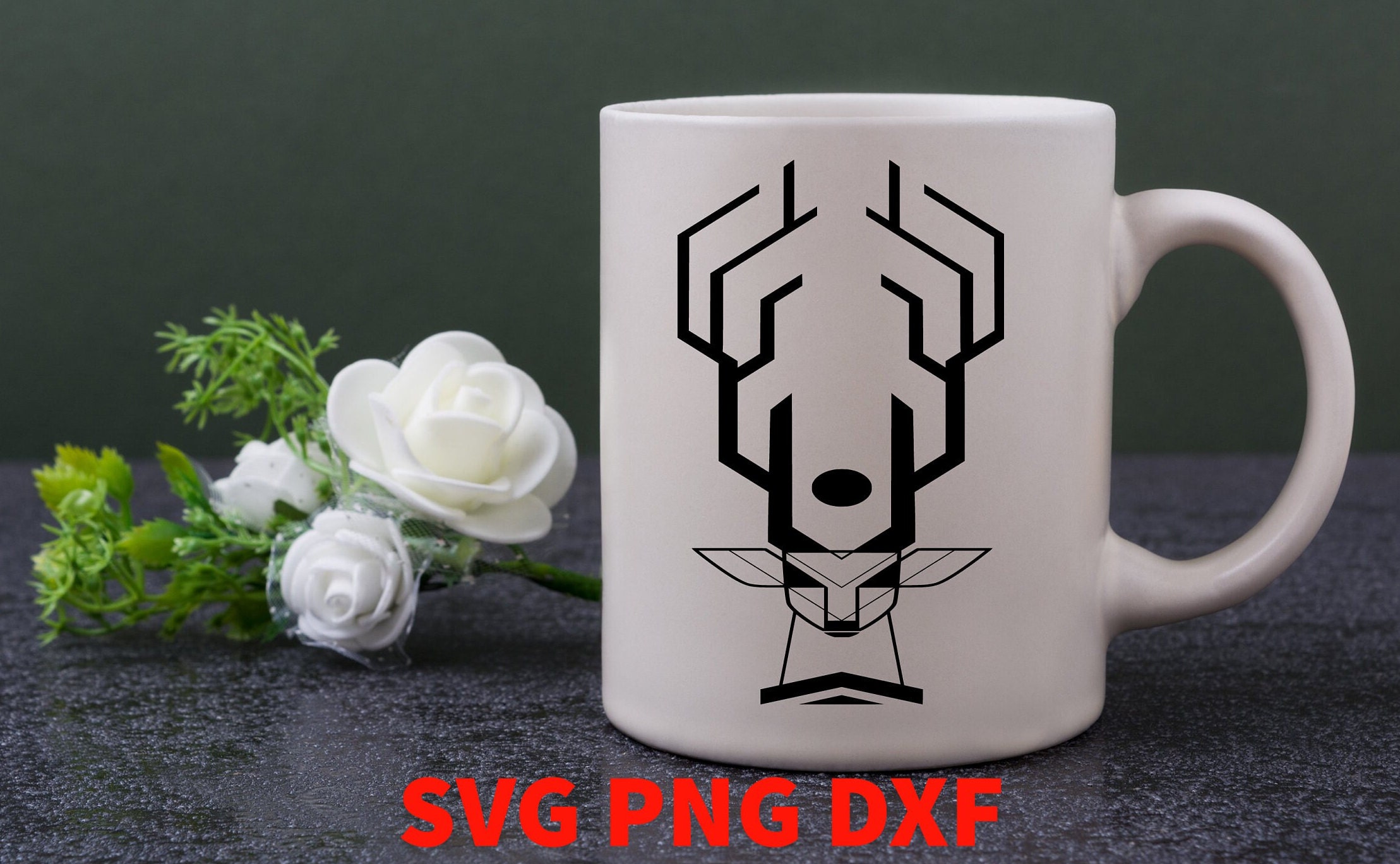 Art Deco Deer Antlers Svg Png Dxf Digital File Reindeer Mid - Etsy