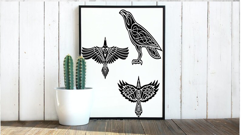 Viking Celtic Crows SVG DXF PNG 3 Different Crows Included in File ...