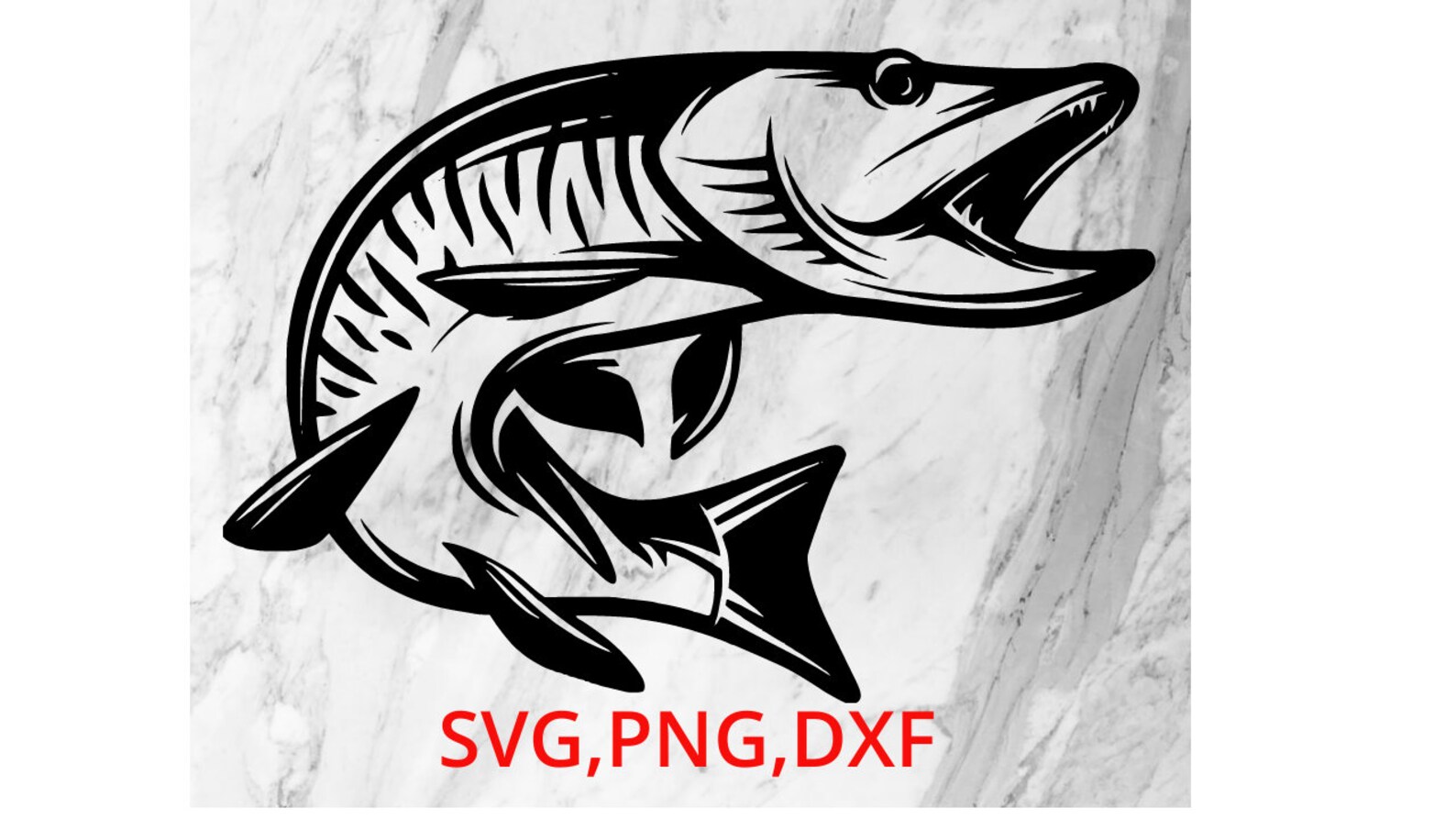 Hecht SVG PNG DXF Datei Angeln Fisch T-Shirt Aufkleber Aufkleber ...