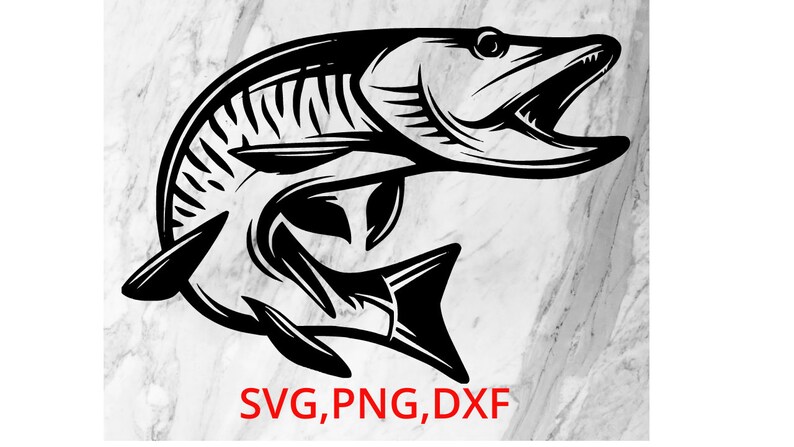 Nothern Pike SVG PNG DXF File Fishing Fish T-shirt Decal Sticker Laser ...
