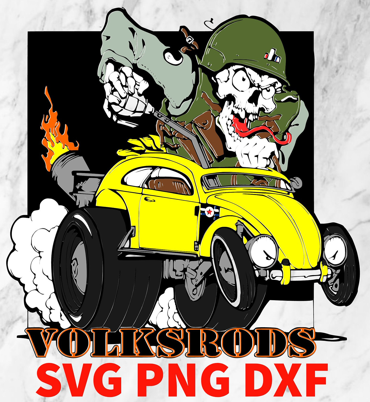 Volksrod Rat Rod Rockabilly Layered SVG PNG DXF File. Vintage Graphic ...