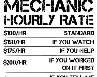 Mechanic Hourly Rates Sign - Etsy